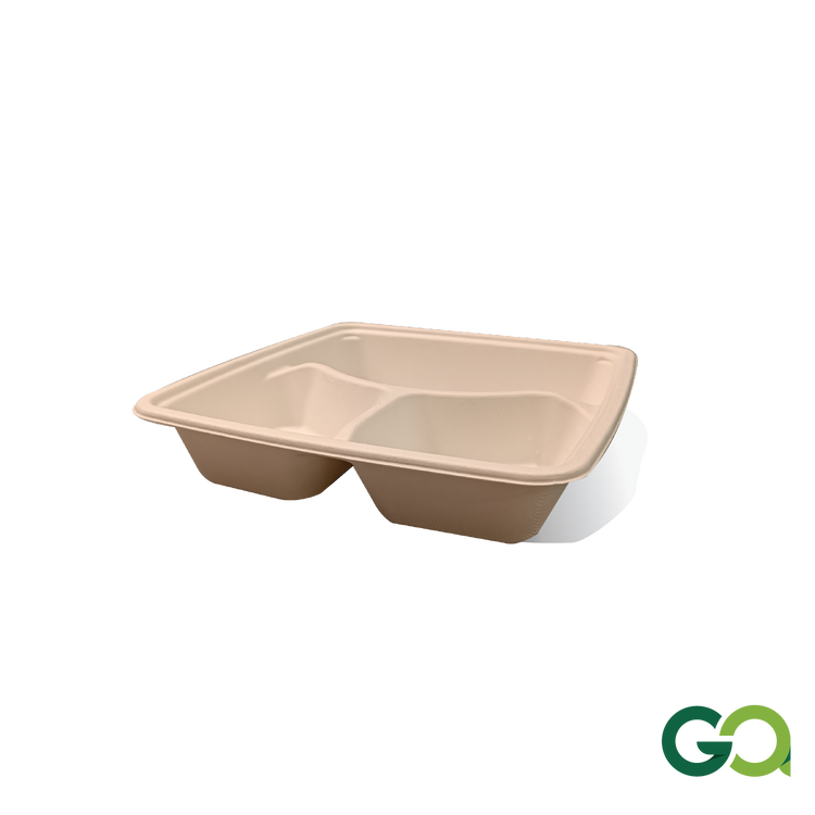 SUGARCANE BAGASSE 3 COMPARTMENT BOX (1 carton : 400 pieces) – GA Ecopak